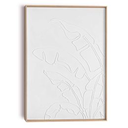 Reinders Wandbild &raquo;Palmbl&auml;tterrelief&laquo; Wohnzimmer - Wei&szlig; - MDF - Blumen und Pflanzen - 50x70 cm wei&szlig; B/H/T: 50cm x 70cm x 3cm
