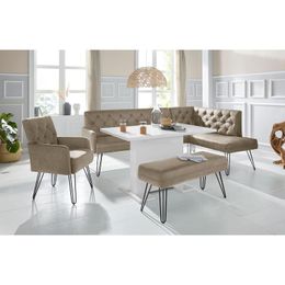 exxpo - sofa fashion Eckbank &raquo;Doppio, Chesterfield Optik, komfortabel und bequem, hohe Designf&uuml;&szlig;e&laquo; Frei im Raum stellbar braun 100% Polyester B/H/T: 