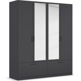 Rauch Dreht&uuml;renschrank &raquo;Kleiderschrank Schrank Garderobe W&auml;scheschrank BARI mit Spiegel&laquo; mit Schubk&auml;sten und modernem Griff in Graumetallic MADE IN 