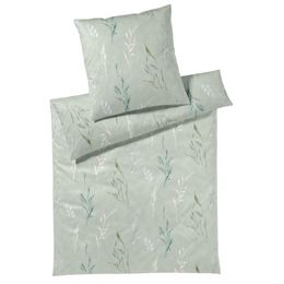 Elegante Bettw&auml;sche &raquo;Ensemble&laquo; 2 Stk. angenehmes Hautgef&uuml;hl gr&uuml;n Jersey, Obermaterial: 50% Baumwolle, 50% Leinen B/L: 155cm x 220cm, 1 Stk., 1 Stk., Jersey, B/