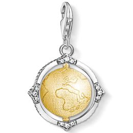 Thomas Sabo Damen Thomas Sabo Charm-Einh&auml;nger &raquo;Vintage Weltkugel&laquo; mit Zirkonia (synth.) gold Einheitsgr&ouml;&szlig;e