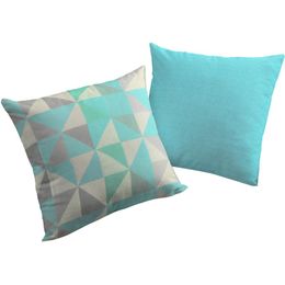Adam Dekokissen &raquo;Bio Bel&laquo; Rei&szlig;verschluss, gemustert, Wendekissenh&uuml;lle ohne F&uuml;llung, 1 St&uuml;ck blau Baumwolle B/L: 40cm x 40cm, 1 Stk.