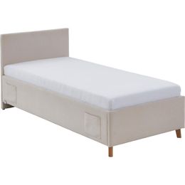 Meise M&ouml;bel meise.m&ouml;bel Kinderbett &raquo;COOL&laquo; Polsterbett wahlweise mit Bettkasten, Jugendbett inkl. USB-Anschluss beige Liegefl&auml;che L&auml;nge B: 200cm x 90cm, Cord ohne 