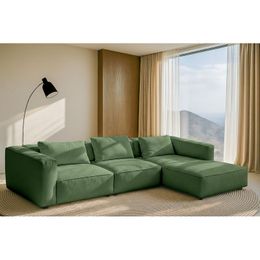 Home Affaire Ecksofa &raquo;Tvinnet&laquo; Breite 317 cm, extra tiefe Sitzfl&auml;che, kubisches Sitzvergn&uuml;gen gr&uuml;n 94% PES 6% NY B/H/T: 317cm x 73cm x 166cm, Struktur