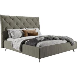 Home Affaire Polsterbett &raquo;Maxime, in 4 Breiten bis 200cm, auch in Leder&laquo; Kopfteilh&ouml;he 143 cm, belastbar bis 280 kg, auch in &Uuml;berl&auml;nge 220cm grau 100% 