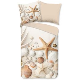 Good Morning Wendebettw&auml;sche &raquo;Cote&laquo; 2 Stk. 100% Baumwolle, Renforc&eacute;, Rei&szlig;verschluss, Wendeoptik, strand, Seestern beige Renforc&eacute;, Obermaterial: 100% 