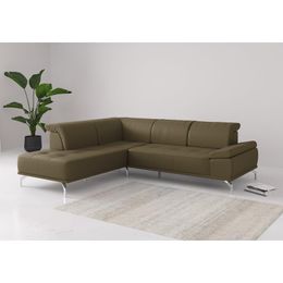 OTTO home Ecksofa &raquo;Caluna&laquo; Inkl.Sitztiefenverstellung, wahlweise mit Kopf- und Armteilverstellung gr&uuml;n B/H/T: 274cm x 81cm x 235cm, NaturLEDER Stoff, 