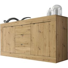 Home Affaire Sideboard &raquo;Basic&laquo; Breite 160 cm, 2 T&uuml;ren 3 Schubk&auml;sten braun B/H/T: 160cm x 86cm x 43cm, 3 Stk., 2 Stk.