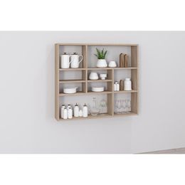 FMD Wandregal &raquo;Mika&laquo; Regal mit vielen Ablagefl&auml;chen, 90 cm breit, 78,2 cm hoch braun Holzwerkstoff B/H/T: 90cm x 78,5cm x 16cm, 9 Stk. offene F&auml;cher