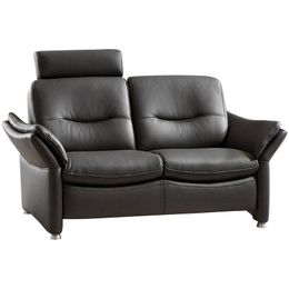 Hukla 2-Sitzer &raquo;HU-SF15058 Ledersofa, Breite 164 cm&laquo; hochwertiges Glattleder, optional mit Kopfst&uuml;tze schwarz B/H/T: 164cm x 91cm x 92cm, Leder, 