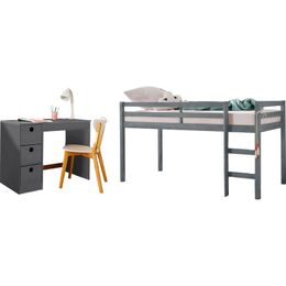 OTTO home Jugendzimmer-Set &raquo;Alpi&laquo; Spar-Set, 2 Stk. tlg. Hochbett und Schreibtisch mit Stauraum, perfekt f&uuml;r kleine R&auml;ume grau Einheitsgr&ouml;&szlig;e