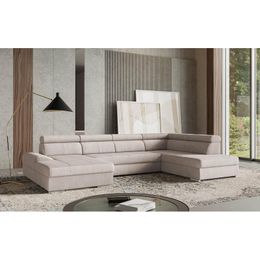 Sit & More sit&more Wohnlandschaft &raquo;U-Form&laquo; mit verstellbaren Kopfteilen, wahlweise mit Schlaffunktion grau 100% Polyester B/H/T: 345cm x 79cm x 213cm, Luxus-