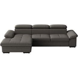 Sit & More sit&more Ecksofa &raquo;Viola, Leder, L-Form, B: 260 cm, mit Armteil- und Kopfteilvertsellung&laquo; optional mit Schlaffunktion grau B/H/T: 260cm x 73cm x 174cm,