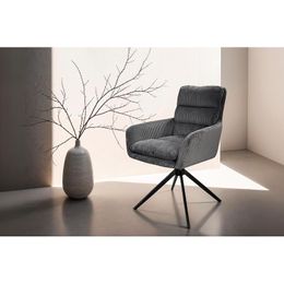 ByLiving Esszimmerstuhl &raquo;Pura&laquo; (Set) 2 Stk.Sitzschale 360&deg;drehbar, Metall schwarz, Armlehnstuhl, diverse Farben grau B/H/T: 58cm x 88cm x 64cm, 2 Stk.