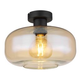 Globo LIGHTING Deckenleuchte &raquo;GIUSEPPE&laquo; E27 1 Stk. Schwarze Deckenleuchte mit Amber-Glas, E27 1x40W 1, &Oslash; 28cm H: 20,5cm, 1 Stk.