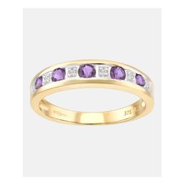 Diamant L'&eacute;ternel Eternity-Ring aus 375 Gelbgold mit Diamant mit Amethyst | Gr.: 50