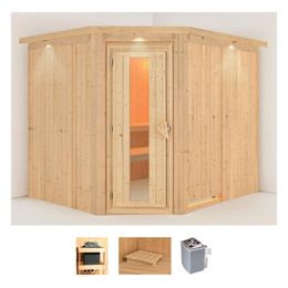 Karibu Sauna &raquo;Marit&laquo; Set, Ofen 9 kW integr. Strg beige Saunaofen, integrierte Steuerung, 9 kW