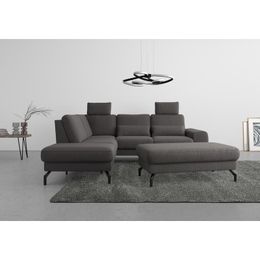 Sit & More sit&more Ecksofa &raquo;Cinturo L-Form&laquo; inklusive Sitztiefenverstellung und Federkern, Sitzh&ouml;he 48 cm grau B/H/T: 260cm x 91cm x 226cm, Luxus-Microfaser 
