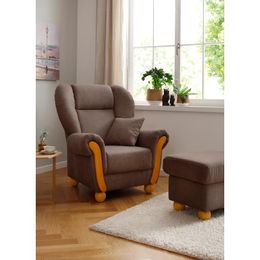Home Affaire Loungesessel &raquo;Milano Vintage, Hochlehnsessel, Ohrensessel&laquo; hoher Sitzkomfort mit hoher R&uuml;ckenlehne, incl. Zierkissen braun Luxus-