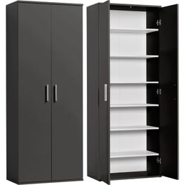 Procontour Mehrzweckschrank &raquo;Haushaltsschrank Clara&laquo; H&ouml;he 167cm mit variabel verstellbaren Einlegeb&ouml;den grau B/H/T: 64cm x 167cm x 34cm, T&uuml;ren: 2 Stk.