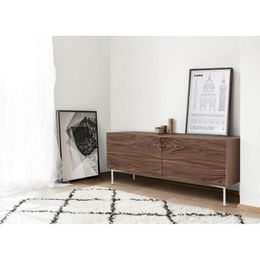 WOODMAN Sideboard Kommode mit Holzfurnier aus Nussbaum, Breite 120 cm, FSC braun Furnier, Holzwerkstoff B/H/T: 120cm x 65cm x 48cm, Nussbaum, 2 Stk.