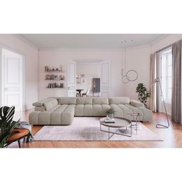 COTTA Wohnlandschaft &raquo;Orion U-Form, B: 409 cm&laquo; mit Kopfteilverstellung & 6 Nierenkissen beige 100% Polyester B/H/T: 409cm x 73cm x 225cm, Struktur 