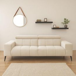DOMO collection 2-Sitzer &raquo;Trento, mit Kufenfu&szlig; oder Einzelfu&szlig;&laquo; whlw. verstellbare Kopfteile, passend f&uuml;r g&auml;ngige Saugroboter beige 100% Polyester B/H/