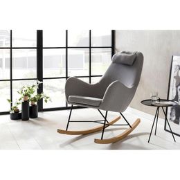 Salesfever Schaukelsessel &raquo;Komfortabler Schaukelstuhl zum Entspannen&laquo; Mit komfortablem Nackenkissen f&uuml;r Entspannung pur! grau 100% Polyester, Metall 