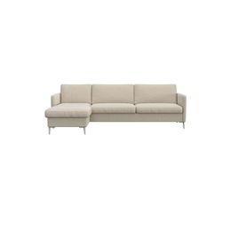 FLEXLUX Ecksofa &raquo;Fiore, L-Form, bequem und komfortabel durch hochwertigem Sitzaufbau&laquo; schmale Armlehnen, Kaltschaum, F&uuml;&szlig;e Alu wei&szlig; 100% Polyester B/H/