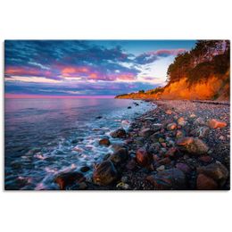 Artland Leinwandbild &raquo;Sonnenuntergang am Steilufer&laquo; K&uuml;stenbilder 1 Stk. tlg. auf Holzrahmen gespannt blau Leinwand B/H/T: 60cm x 40cm, Leinwandbild 