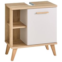 Waschbeckenunterschrank &raquo;mit seitlichen Ablagef&auml;cher&laquo; Holzwerkstoff Kaschmir, B/H/T: 60,5cm x 65cm x 33cm, T&uuml;ren: 1 Stk.