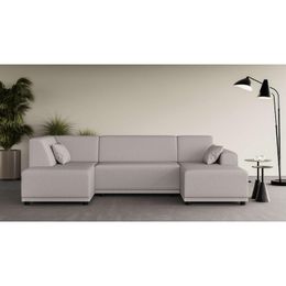 Home Affaire Wohnlandschaft &raquo;TAMMO&laquo; U-Form beige 100% Polyester B/H/T: 296cm x 80cm x 162cm, Struktur, Recamiere rechts