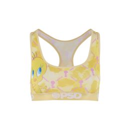 PSD Sport-BH 'Tweety Lux' Damen Gr&ouml;&szlig;e XL gelb / hellgelb / orchidee / wei&szlig;