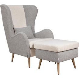 OTTO home Sessel &raquo;Salla Bezug Boucl&eacute; oder Struktur fein, Ohrensessel&laquo; wahlweise mit oder ohne Hocker; gro&szlig;er Sessel: Ma&szlig;e B/T/H: 78/94/118cm beige 100