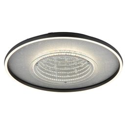 Globo LIGHTING Deckenleuchte &raquo;MIRRORA&laquo; LED-Modul 1 Stk. Schwarze Aluminium-Deckenleuchte mit 3D-Glas und Kristallen 1, &Oslash; 51,5cm H: 6,8cm, 1 Stk.