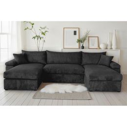 OTTO home Wohnlandschaft &raquo;Cosy U-Form, B: 309 cm, Sitzaufbau im Sandwich-Federkern&laquo; 2 Zierkissen, Mega-Sofa, Cord oder Struktur weich, 