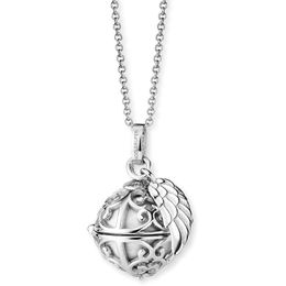 Engelsrufer Damen Kette mit Anh&auml;nger &raquo;Schmuck Geschenk Relaunch mit Fl&uuml;gelanh&auml;nger&laquo; wei&szlig; XS, Messing Silber 925 (Sterlingsilber), L: 50 B: 1,33mm