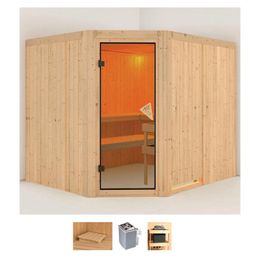 Karibu Sauna &raquo;Marit&laquo; Set, Ofen 9 kW integr. Strg beige Saunaofen, integrierte Steuerung, 9 kW