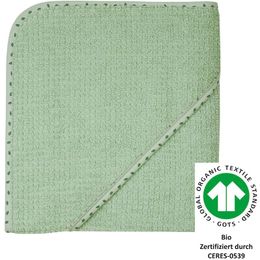 W&ouml;rner Kapuzenhandtuch &raquo;at home helloliv Kapuzenbadetuch 80/80&laquo; Biobaumwolle, Strick-Optik gr&uuml;n Frottee, Frottier B/L: 80cmx80cm, 1 Stk., Frottee