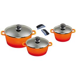 King Topf-Set Set, 1x Kochtopf &Oslash; 16 cm, 1x Kochtopf &Oslash; 24 cm, 1x Kochtopf &Oslash; 20 cm, 6 Stk. tlg. Aluminiumguss orange Einheitsgr&ouml;&szlig;e