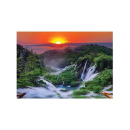 WALLARENA Fototapete Wasserfall in Gr&uuml;n | Gr.: 150 x 105 cm