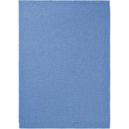 Biederlack Babydecke &raquo;Babydecke Wool Knit&laquo; 75 x 100, mit kontrastfarbigem Patentrand blau Wolle B/L: 75cm x 100cm