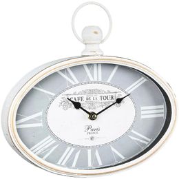 AMBIENTE HAUS Wanduhr &raquo;Wanduhr ovale 29cm&laquo; wei&szlig; B/H/T: 27cm x 29cm x 5cm