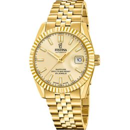 Festina Herren Automatikuhr &raquo;Automatic&laquo; Armbanduhr, Herrenuhr, Swiss Made, Mechanische Uhr, Edelstahlarmband gold Einheitsgr&ouml;&szlig;e