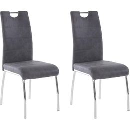 Hela Stuhl &raquo;Susi&laquo; (Set) 2 Stk.2 oder 4 St&uuml;ck, mit Griff grau 100% Polyester B/H/T: 44cm x 98cm x 61cm, 2 Stk., Polyester