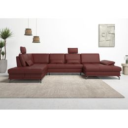 OTTO home Wohnlandschaft &raquo;Costello U-Form, B: 363 cm mit Sitztiefen-, Armteilverstellung &&laquo; 3 Nierenkissen, optional Schlaffunktion & Bettkasten rot 