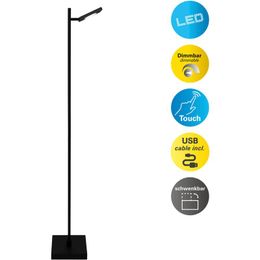 N&auml;ve n&auml;ve LED Stehlampe &raquo;Lupa&laquo; LED-Modul 1 Stk. Warmwei&szlig; Akkuleuchte, USB-C Kabel, schwarz, dimmbar(Touch), Schirm drehbar schwarz 1, H: 135cm, 1 Stk.