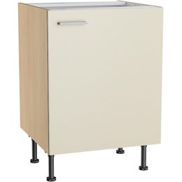KOCHSTATION Unterschrank &raquo;KS-Lucy&laquo; Breite 60 cm, mit 1 T&uuml;r, 1 Einlegeboden, Soft-Close, verstellbare F&uuml;&szlig;e beige Eiche hell, B/H/T: 60cm x 87cm x 