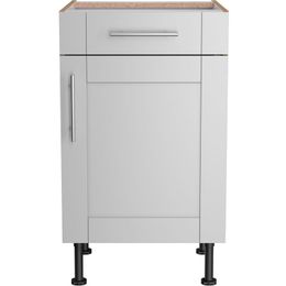 KOCHSTATION Unterschrank &raquo;KS-Ahus&laquo; Breite 50 cm grau wildeiche Nachbildung, B/H/T: 50cm x 87cm x 58,4cm, Schubladen: 1 Stk. T&uuml;ren: 1 Stk.