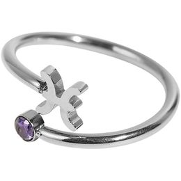 Firetti Damen Fingerring &raquo;Schmuck Geschenk Damenring Sternzeichen&laquo; Made in Germany - mit Zirkonia (synth.) silber 5 g, Fische, Edelstahl, 1,2mm